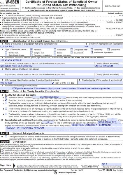 Example w-8BEN form – Lucian Poll's Web Ramblings